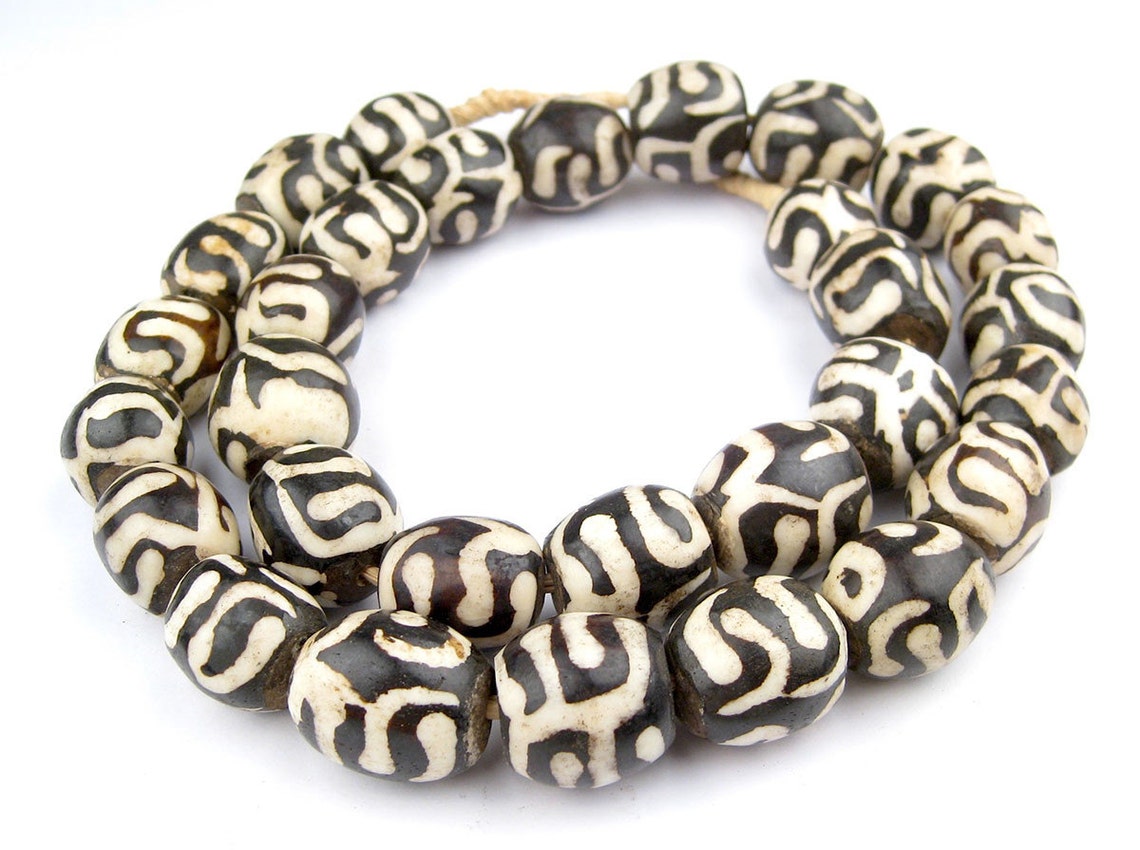 30 Traditional Batik Bone Beads - Spherical Bone Beads - Fair Trade ...