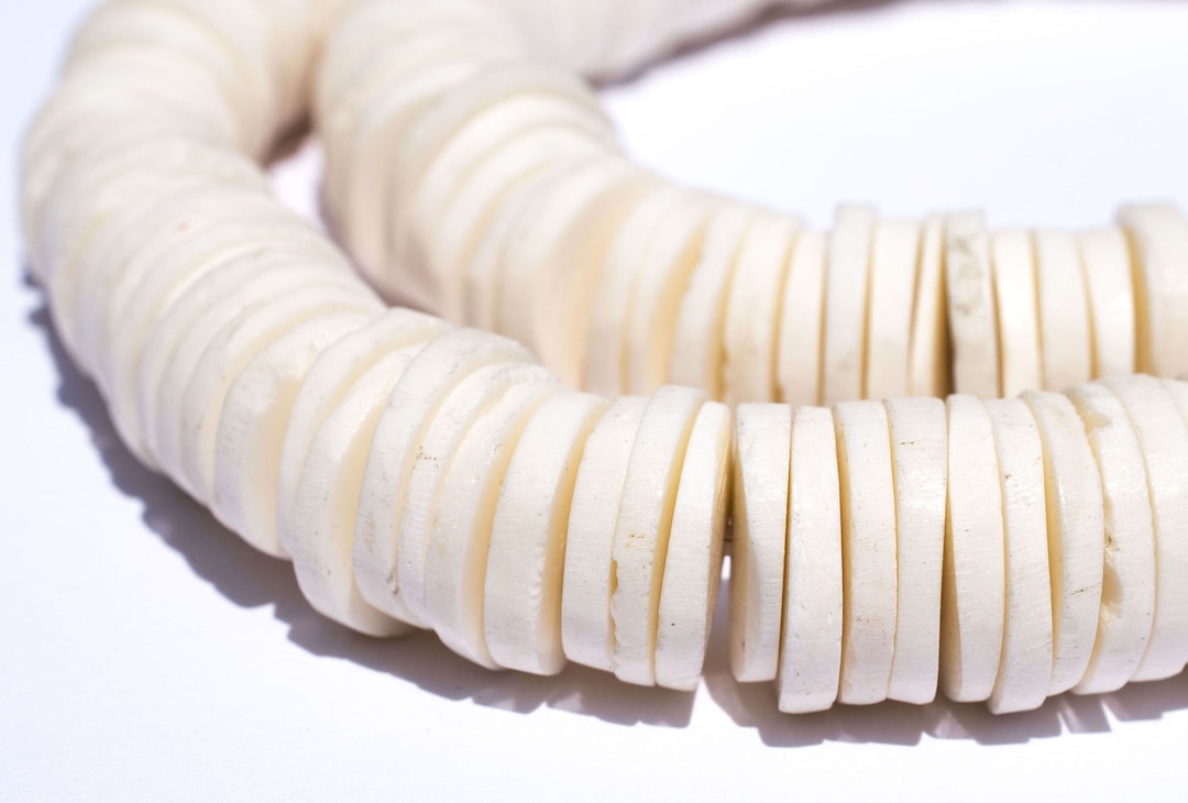 140 White Coconut Bone Heishi Beads: Real Bone Beads Heishi Shaped ...