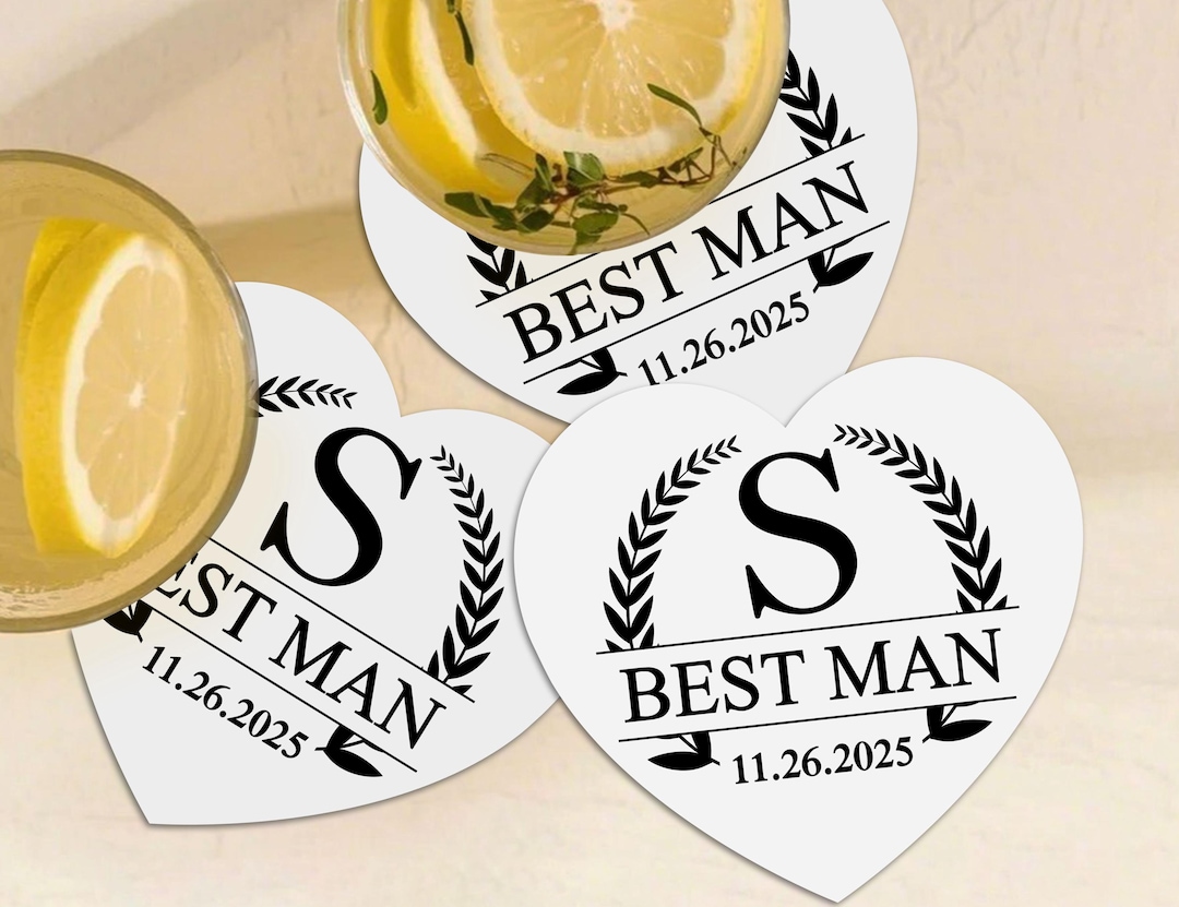 Personalized Initial Cocktail Coaster for Best Man, Monogram Groomsmen ...