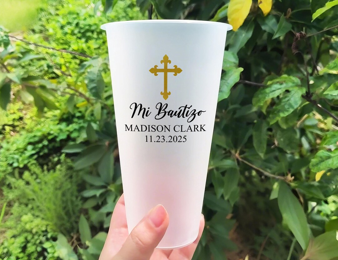 Mi Bautizo Cups/baptism Frosted Cups/bulk Christening Favors/first Holy ...