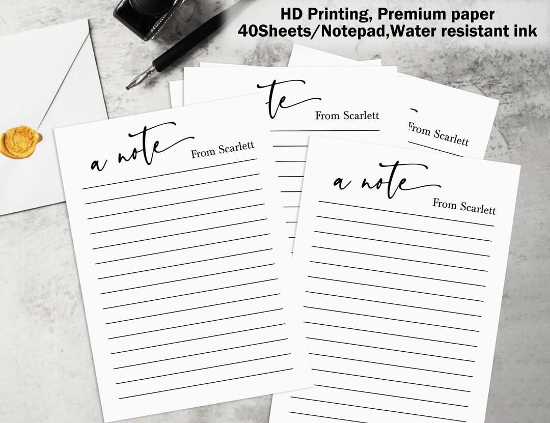Personalized Notepad, A Note From Elegant Script Notepad, Stationery ...