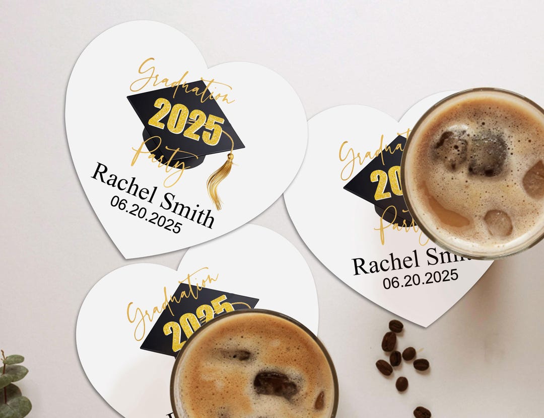 2025 Grad Cap Drink Coasters, Custom Graduation Favor Coasters ...