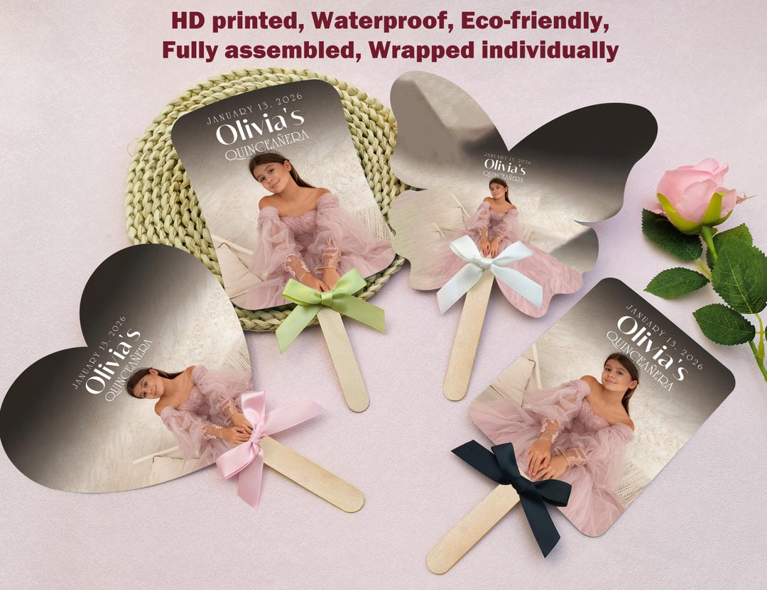 Custom Quinceañera Photo Hand Fan - Double-sided Printed Hand Fan ...