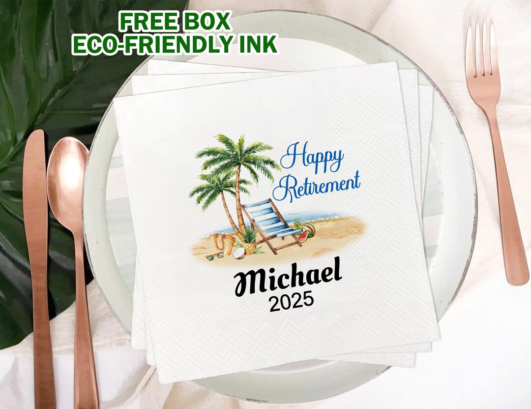 Personalized Nurse Retirement Party Napkins/happy Retirement Cocktail ...