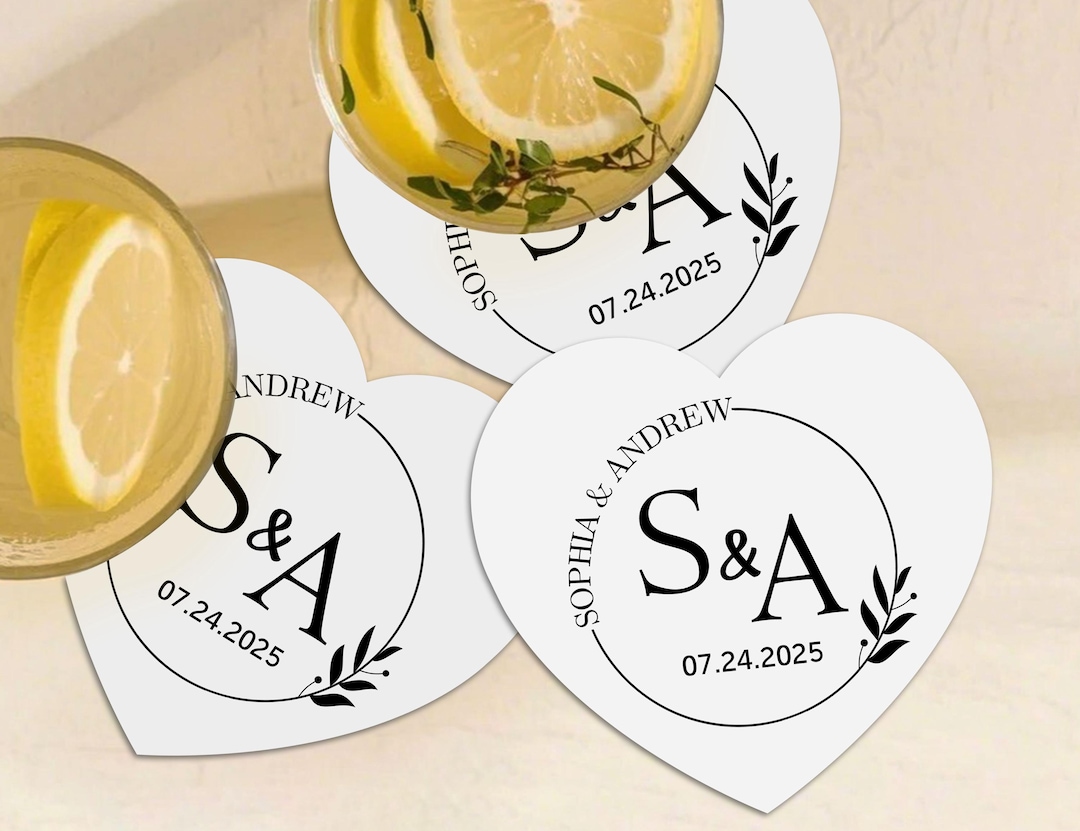 Initial Monogram Wedding Coasters | Custom Wedding Drink Coaster ...