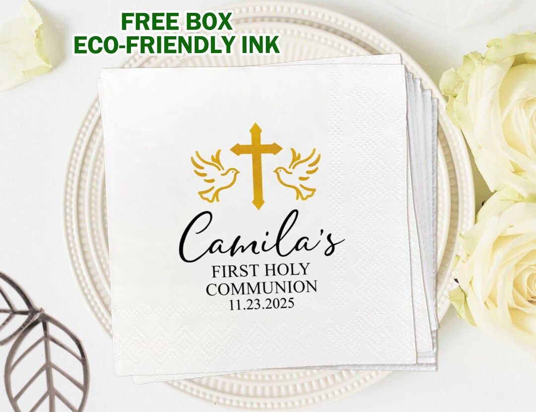 Personalized First Holy Communion Napkins/baptism Party Decor/bulk ...