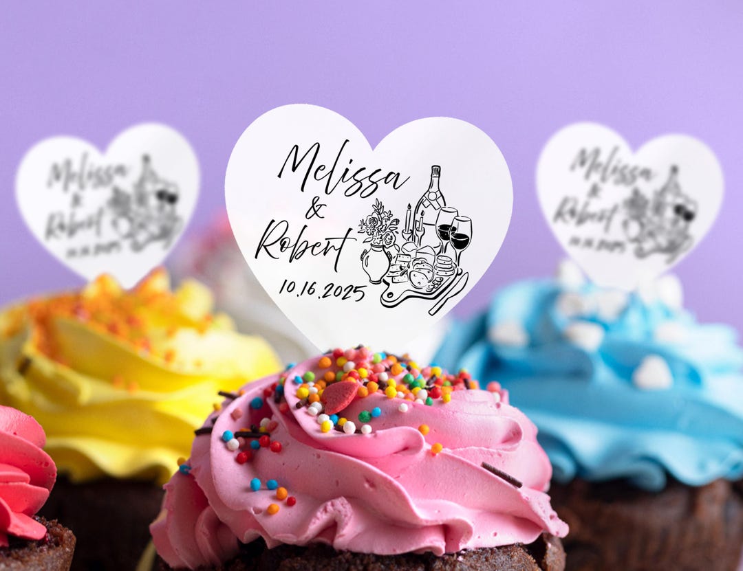 Edible Wedding Cupcake Toppers/wedding Party Drink Toppers/save the ...