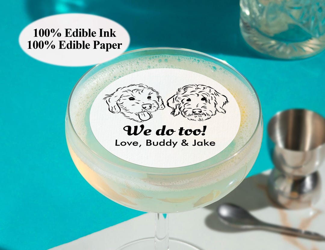 Bulk Custom Edible Pet Portrait Toppers, We Do Too, Pet Wedding Party ...