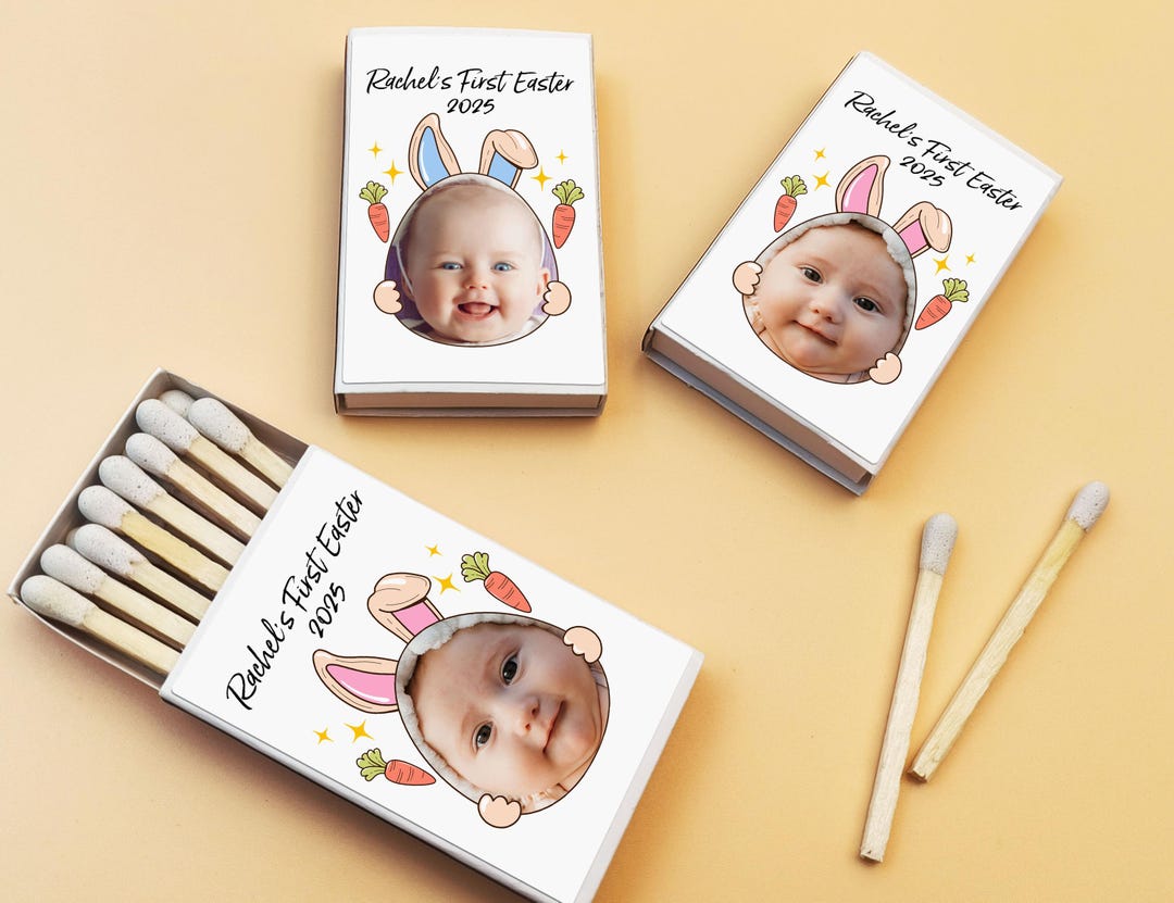 Bulk Custom Easter Matchboxes With Photo/happy Easter Bunny & Carrot ...