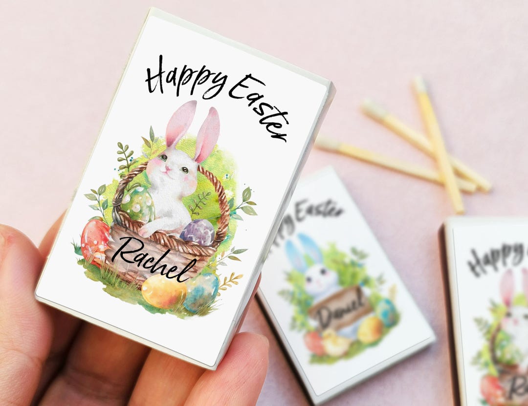 Custom Easter Bunny Matchboxes, Easter Basket Filler, Easter Matchbooks ...