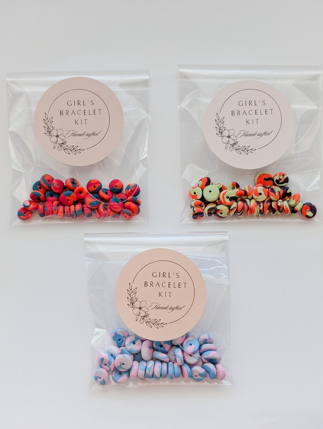 Polymer Clay Crafts | Girl's Bracelet Kit| Handcrafted Beads | Elastic ...