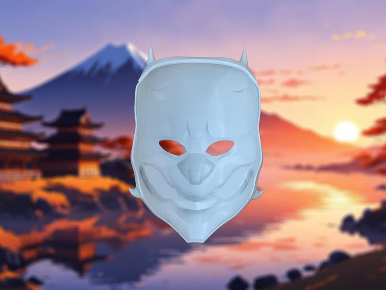 Oni Genji Mask 3D Print STL OBJ Model for Cosplay Costume Realistic ...