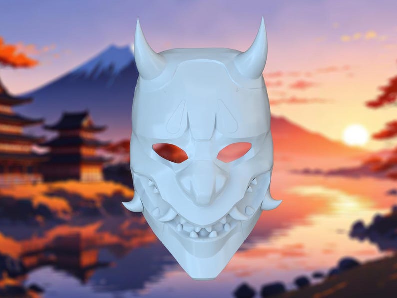 Oni Genji Mask 3D Print STL OBJ Model for Cosplay Costume Realistic ...
