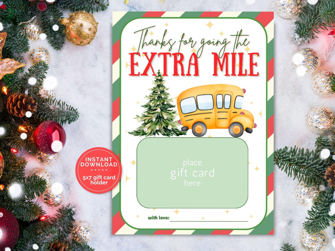 Printable Thanks for Going the Extra Mile Gift Card Holder, Teacher ...