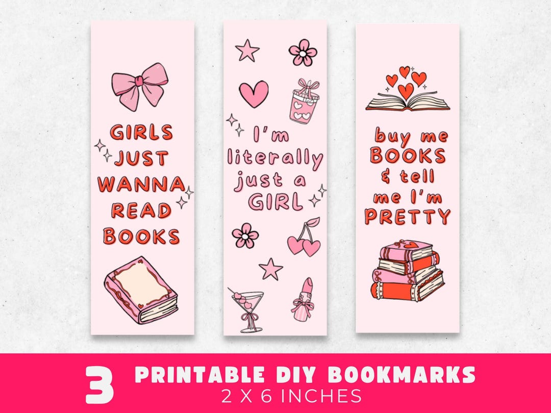 Girly Printable Bookmarks, Pink Coquette Digital Bookmarks, I'm ...