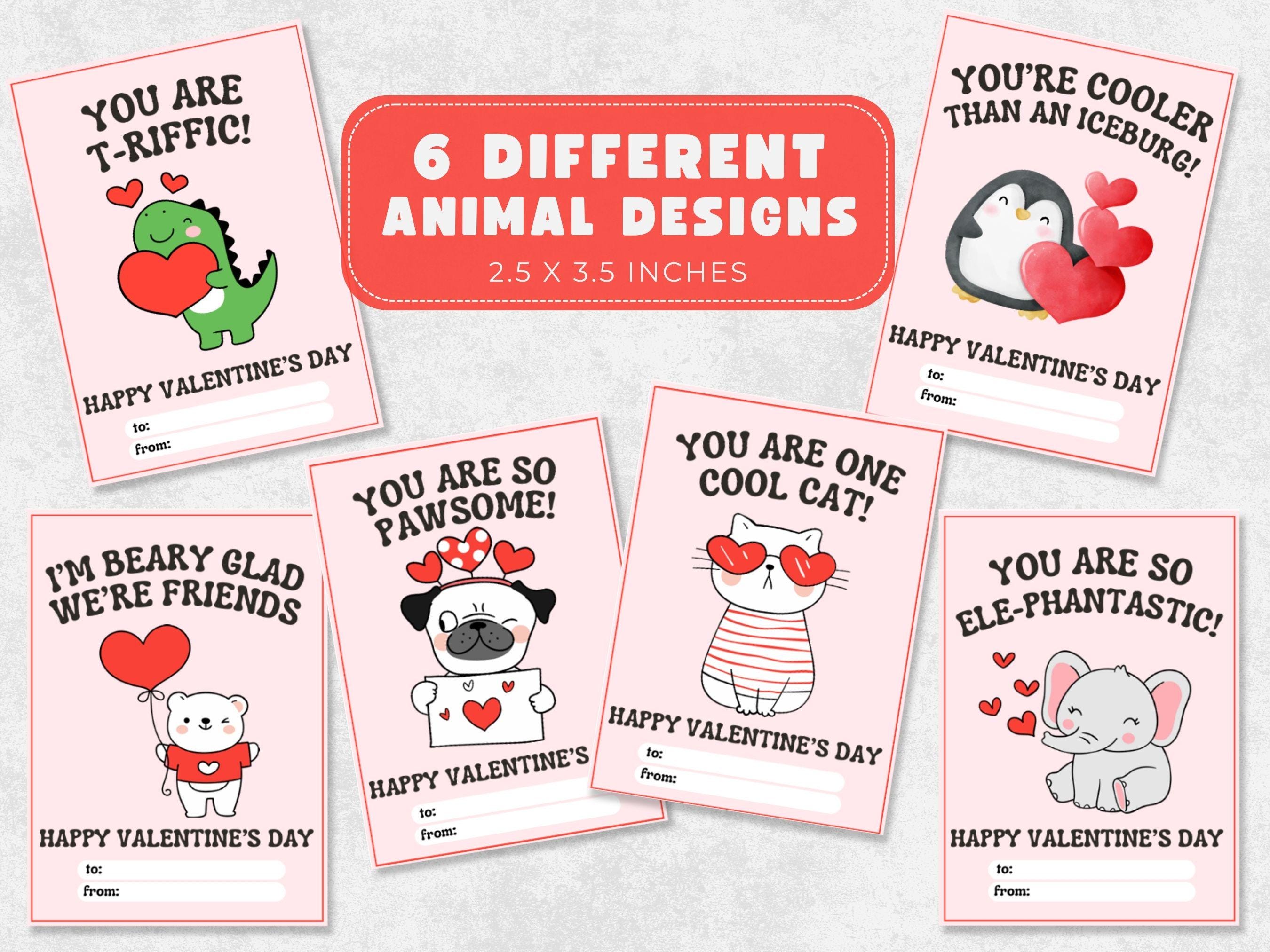 Printable Cute Animal Valentines Day Cards, Cute Animal Themed ...