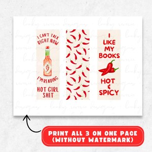 Hot and Spicy Printable Bookmarks, Spicy Themed DIY Bookmarks, Hot ...