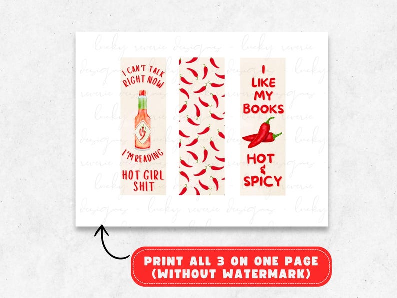 Hot and Spicy Printable Bookmarks, Spicy Themed DIY Bookmarks, Hot ...