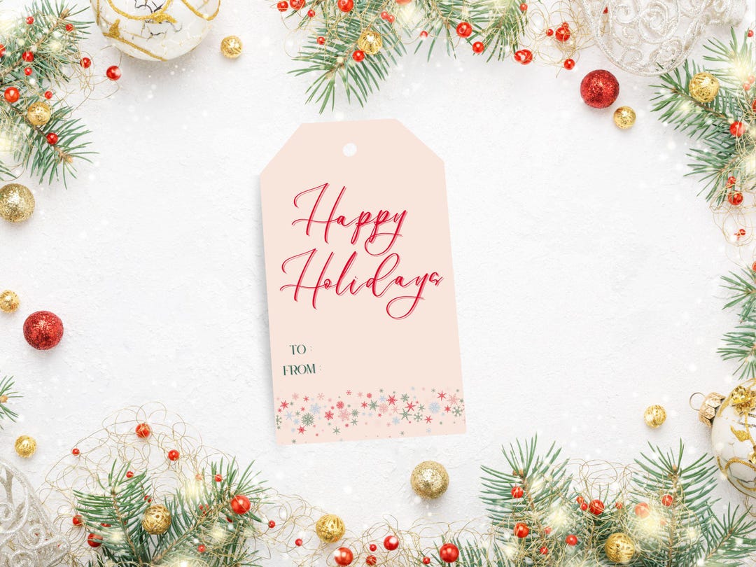 Happy Holidays Gift Tag Printable, Printable Holiday Gift Tag, Holiday ...