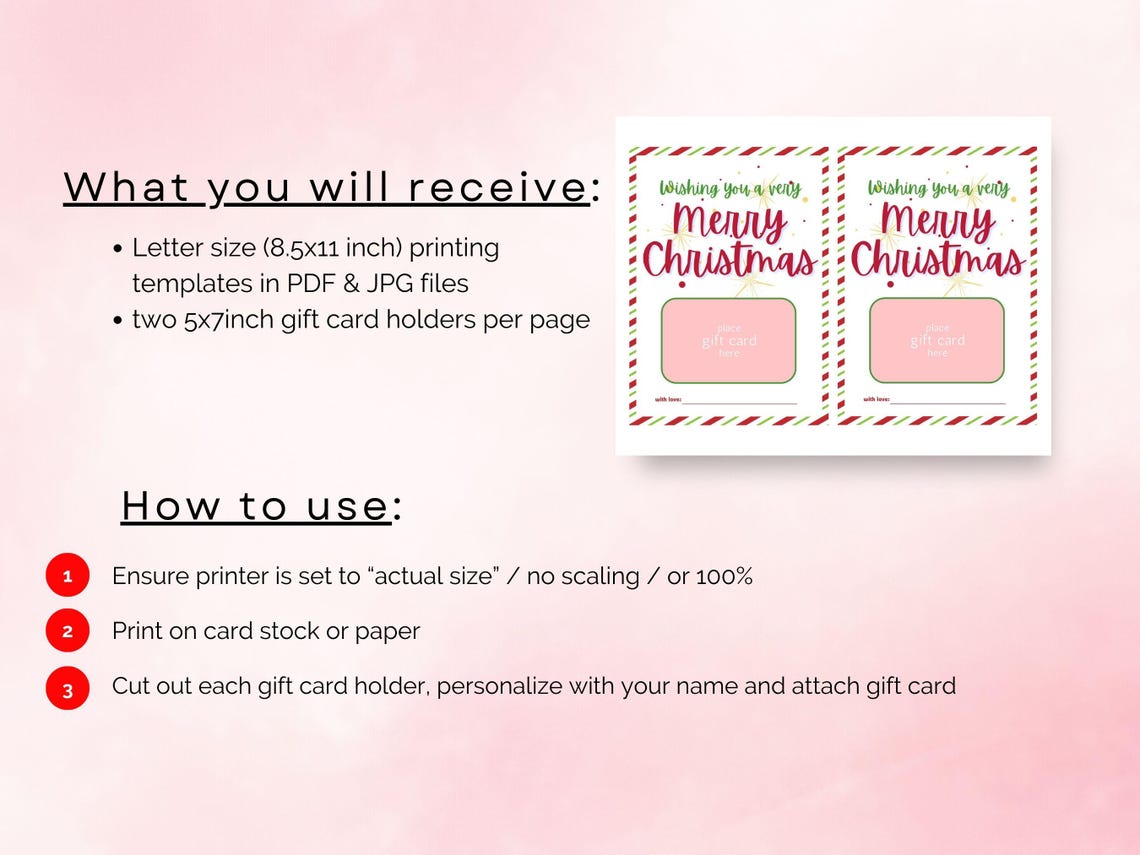 Printable Wishing You A Very Merry Christmas Gift Card Holder ...