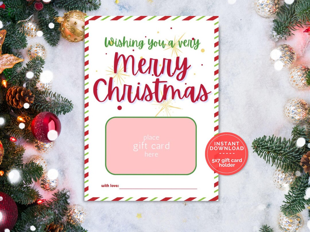 Printable Wishing You A Very Merry Christmas Gift Card Holder ...