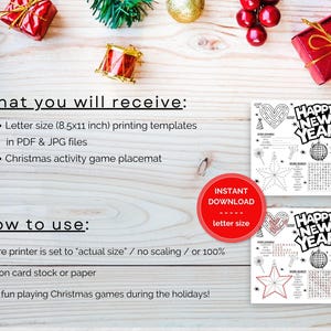 Printable New Years Placemat for Kids, New Year Holiday Activity ...