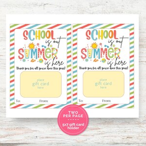 School is Out Summer is Here Thank You Gift Card Holder, Last Day of ...