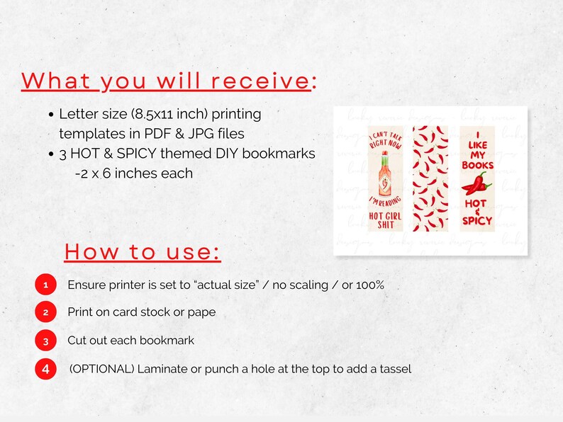 Hot and Spicy Printable Bookmarks, Spicy Themed DIY Bookmarks, Hot ...