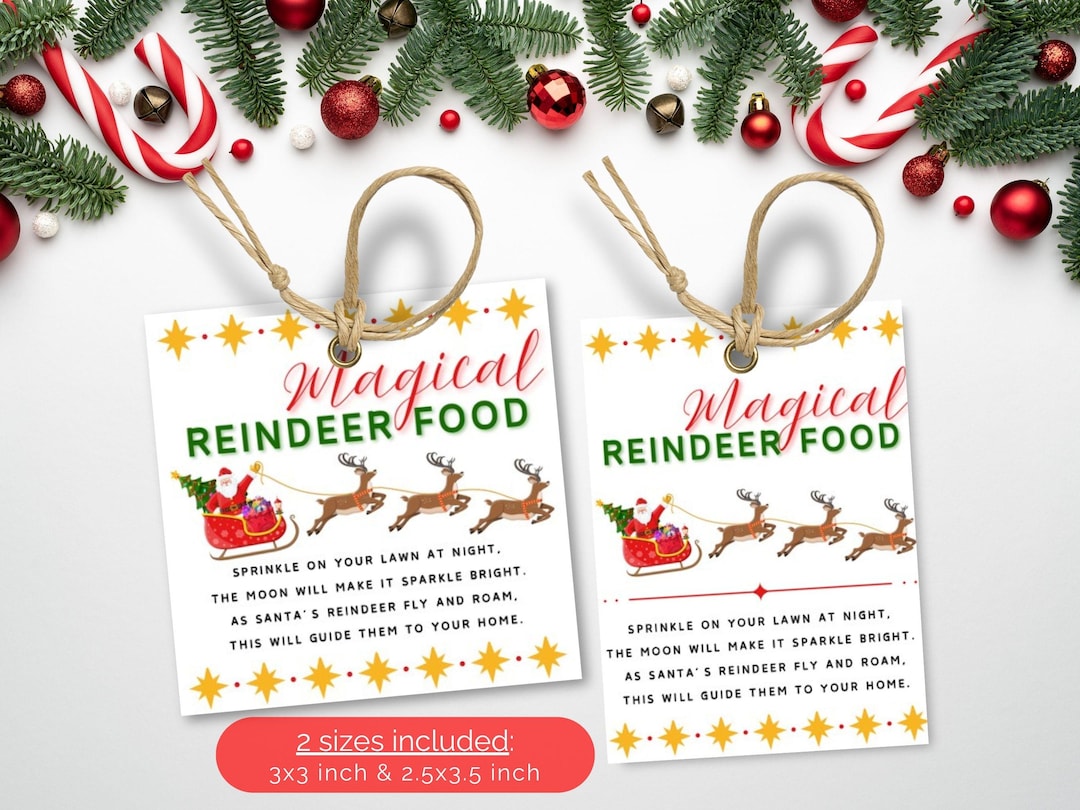Magical Reindeer Food Printable Tag, Digital Download Magic Reindeer ...