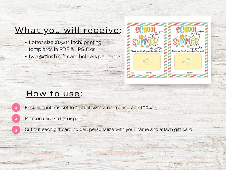 School is Out Summer is Here Thank You Gift Card Holder, Last Day of ...