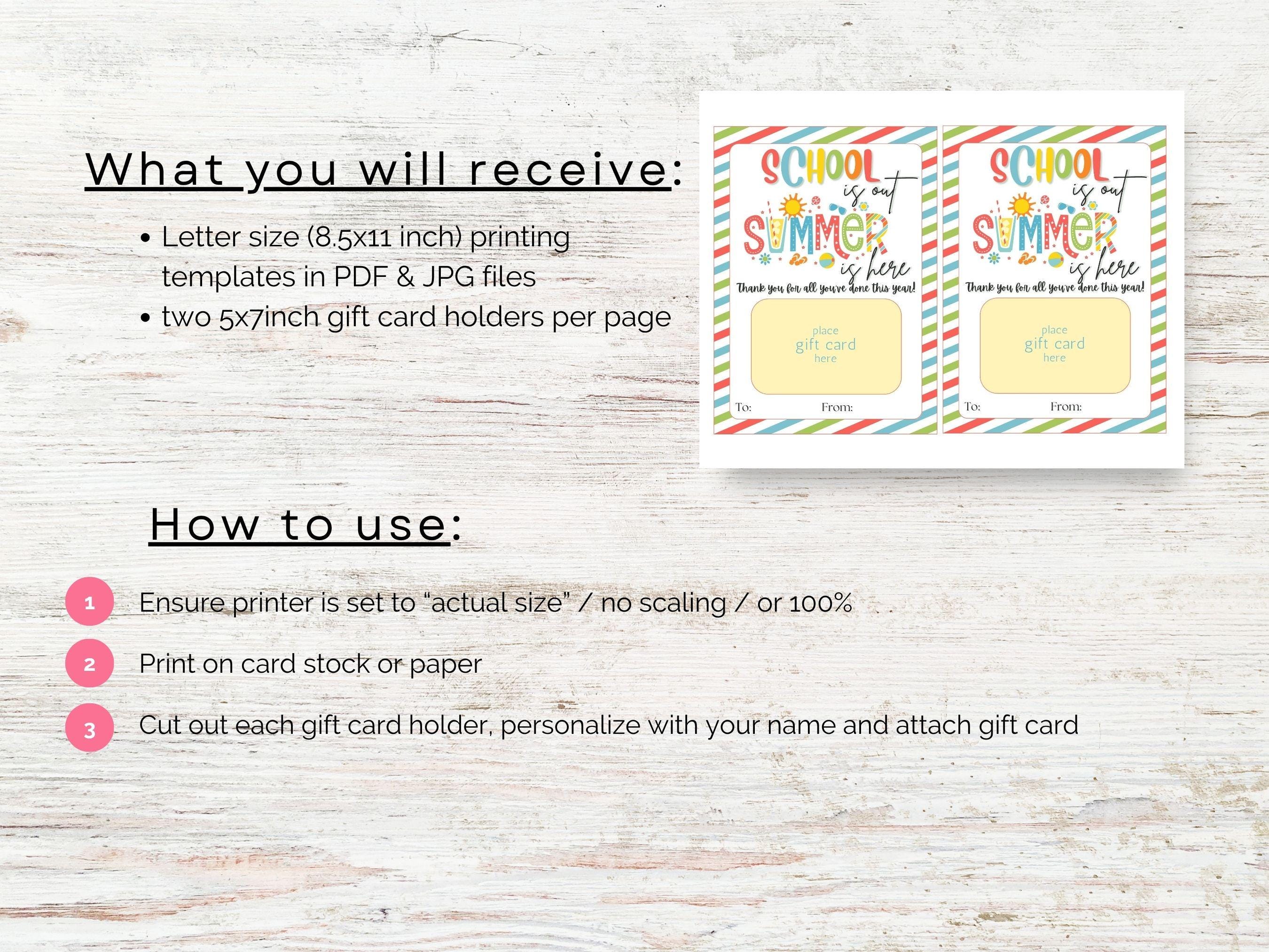 School is Out Summer is Here Thank You Gift Card Holder, Last Day of ...