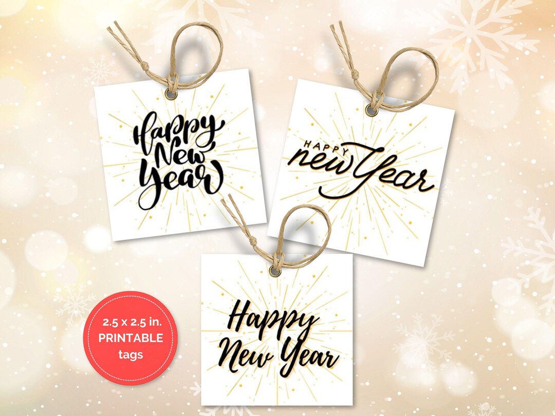 Happy New Year Printable Gift Tags, 2.5 X 2.5 Inch Square, Set of 3 ...
