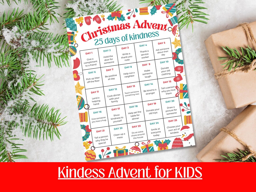 25 Days of Kindness, Christmas Advent Activity for Kids, Kindness ...