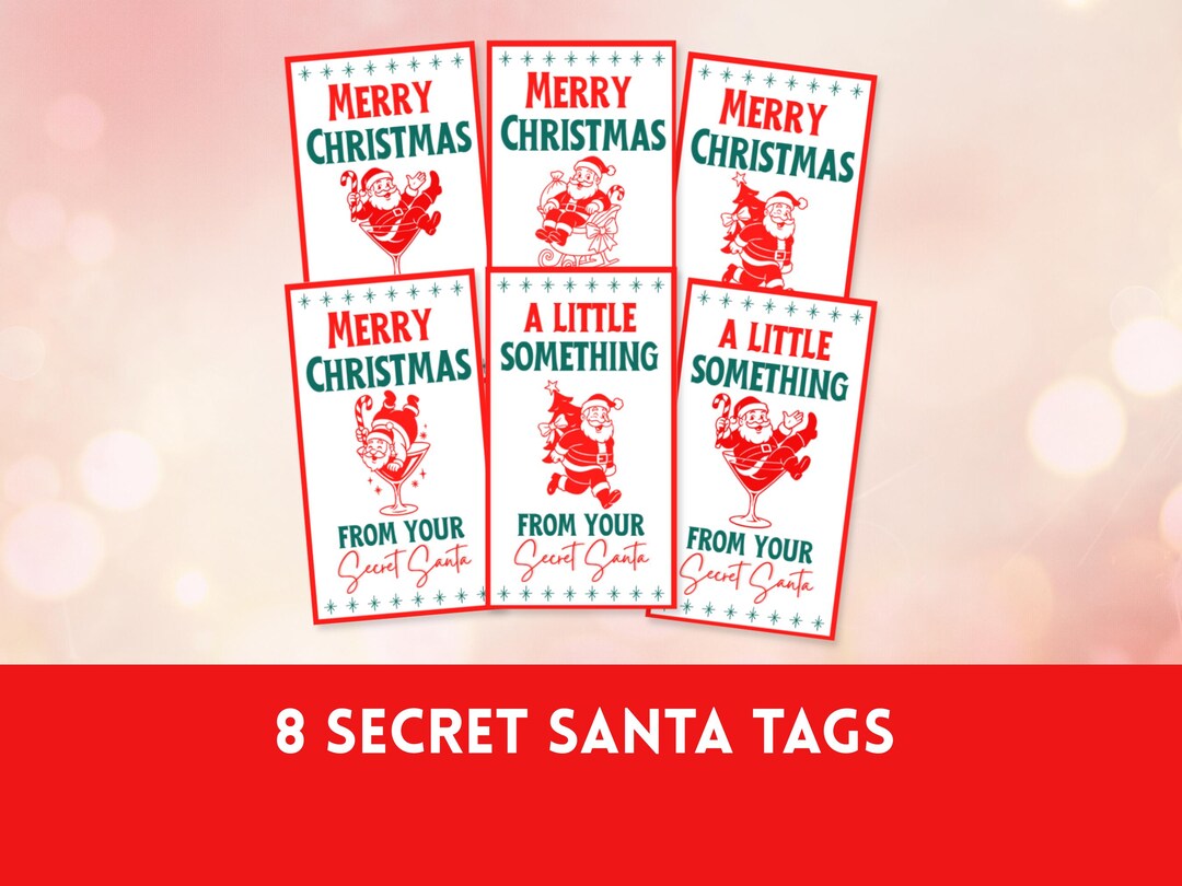 Printable Secret Santa Gift Tags, Secret Santa Gift Exchange, 2 X 3.5 ...