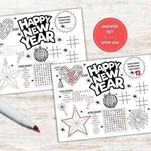 Printable New Years Placemat for Kids, New Year Holiday Activity ...