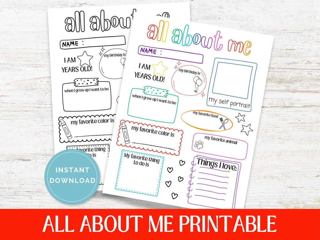All About Me Printable for Kids Back to School Get to Know Me ...