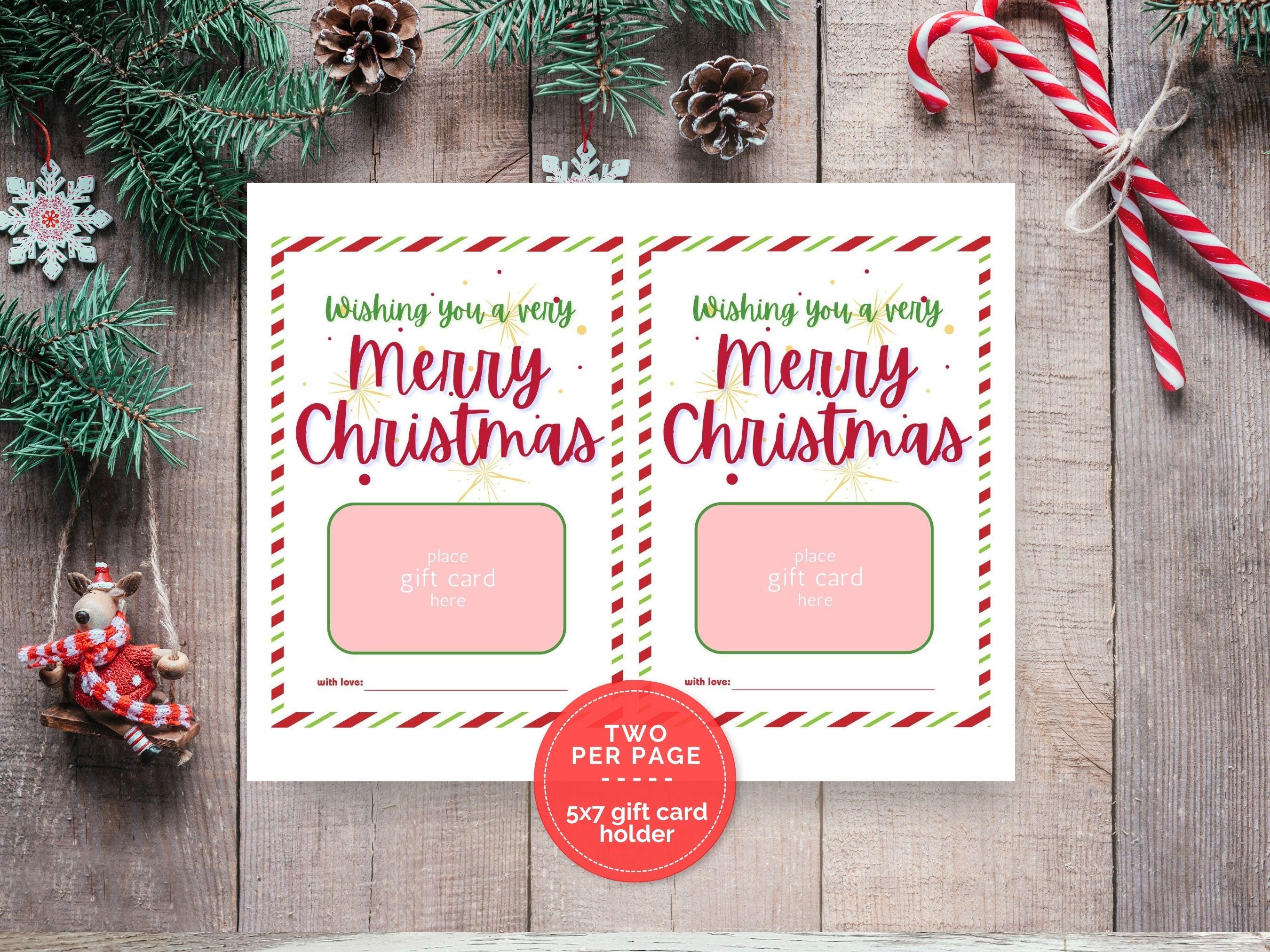 Printable Wishing You A Very Merry Christmas Gift Card Holder ...