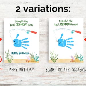 Grandpa Fish Handprint Art Printable Happy Birthday Card I Caught the ...