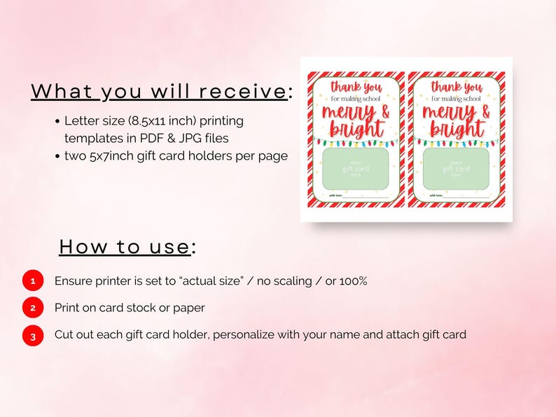 Printable Thank You for Making School Merry and Bright Gift Card Holder ...