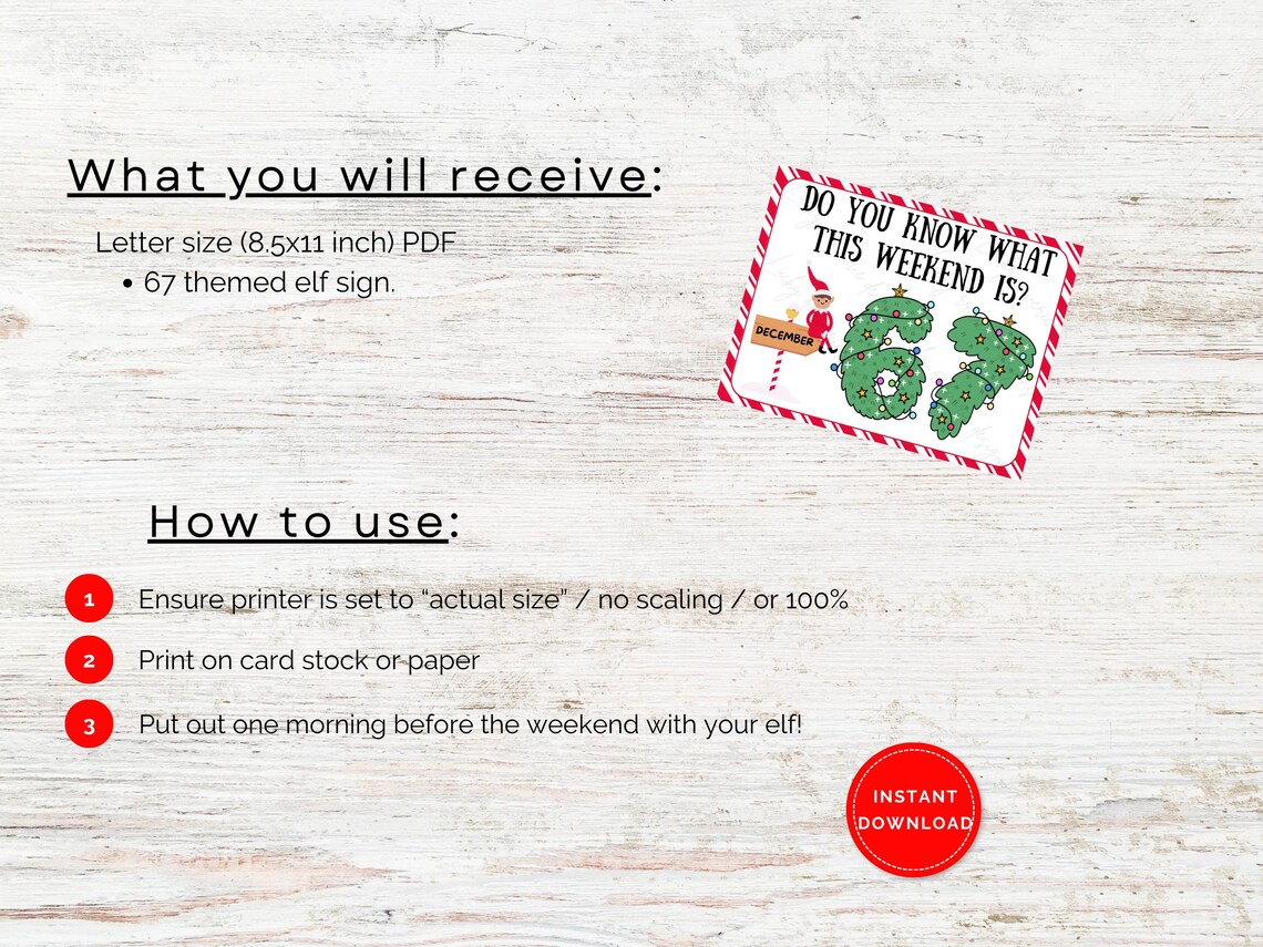 6 7 Weekend Elf Printable Prop, Elf Sign for 6 7, Elf Activities ...
