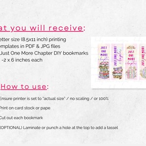 Just One More Chapter Printable Bookmarks, Floral Book Stack Digital ...