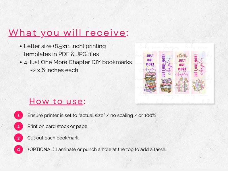 Just One More Chapter Printable Bookmarks, Floral Book Stack Digital ...