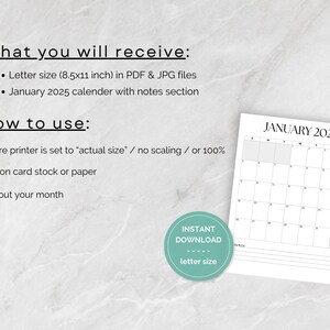 Printable January 2025 Calendar, Monthly Planner, Minimalist 2025 ...