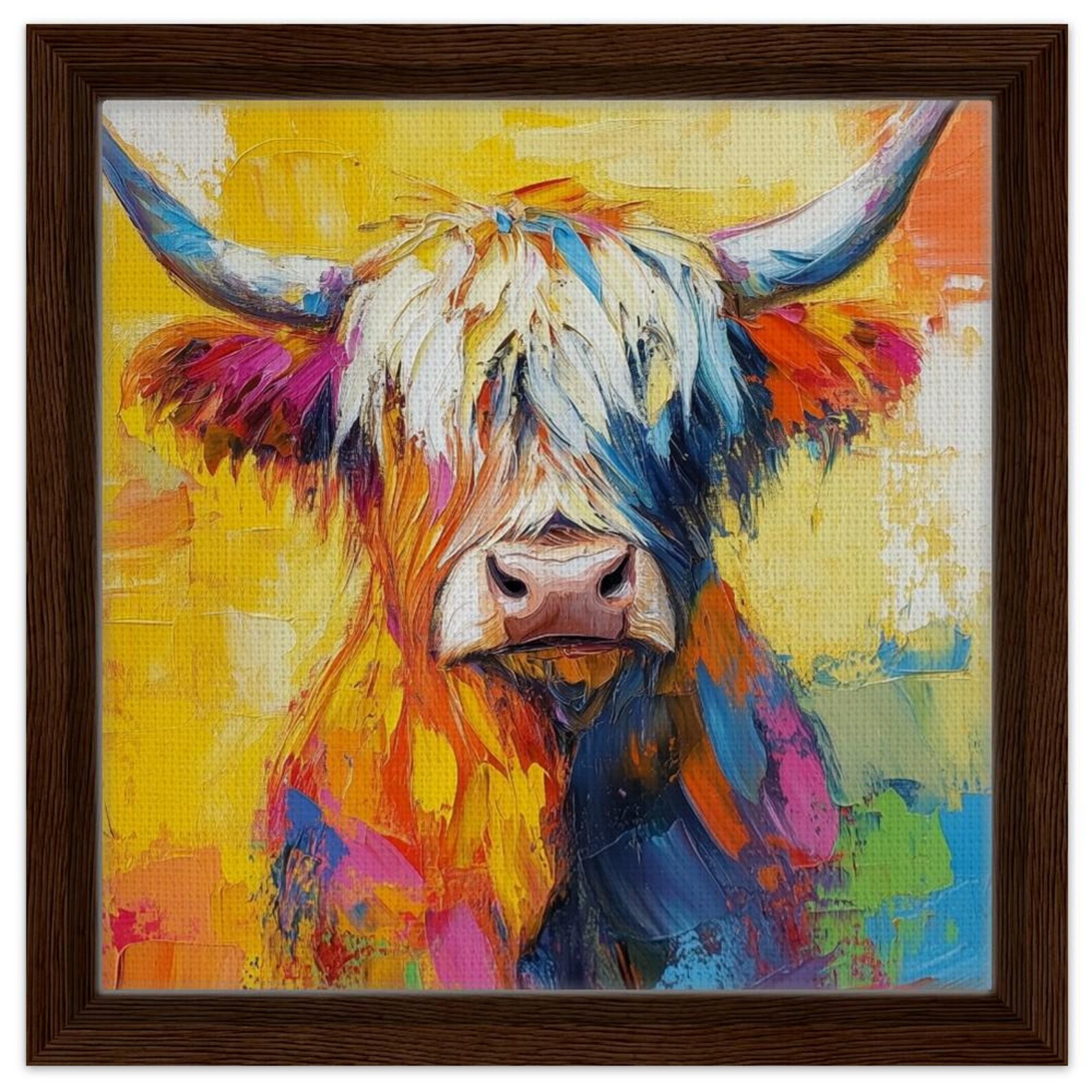 Highland Cow Framed Canvas 30x30 Cm / 12x12″ - Etsy
