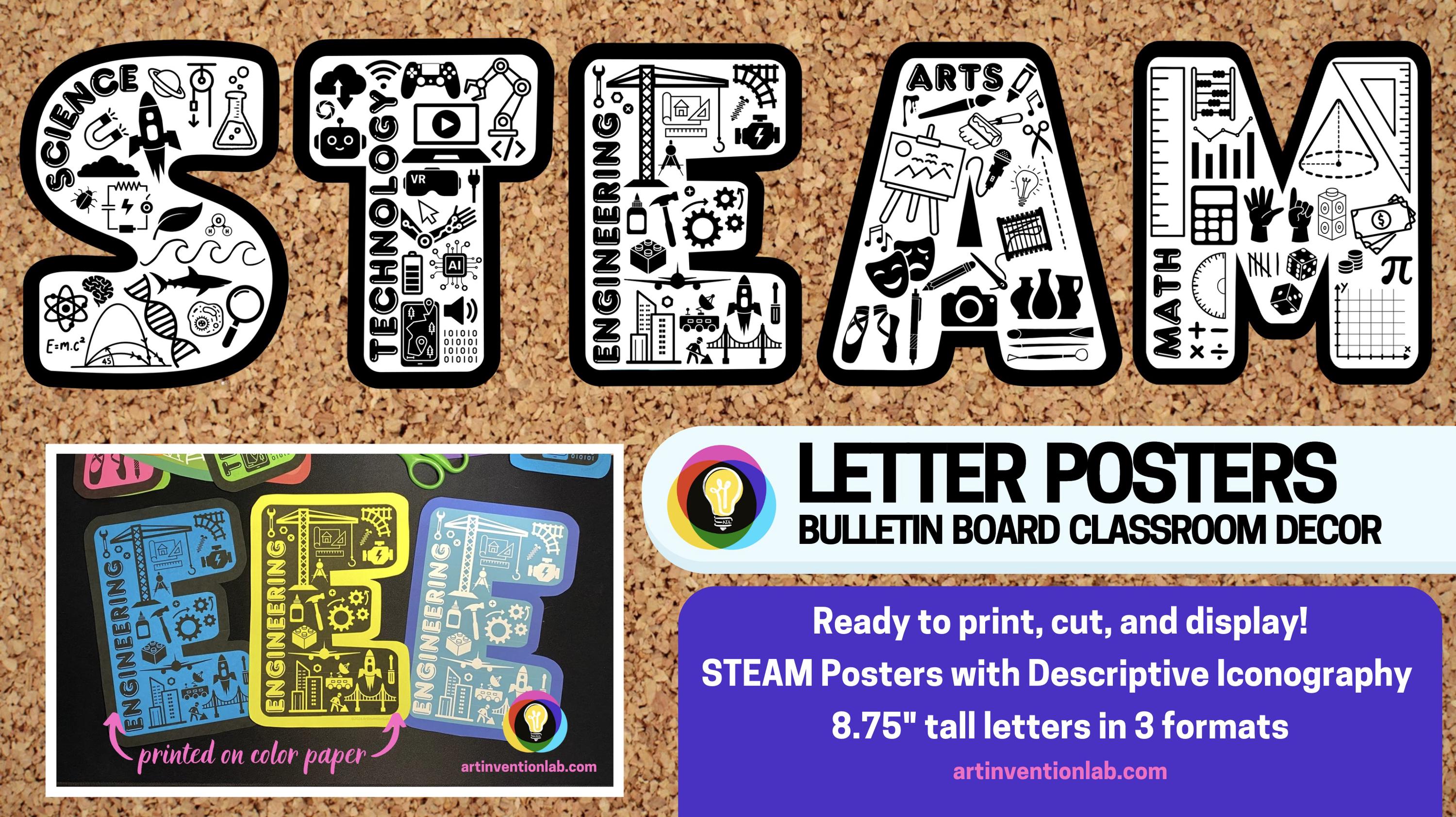 STEM / STEAM Posters Bulletin Board Classroom Decor - 3 Formats - Etsy