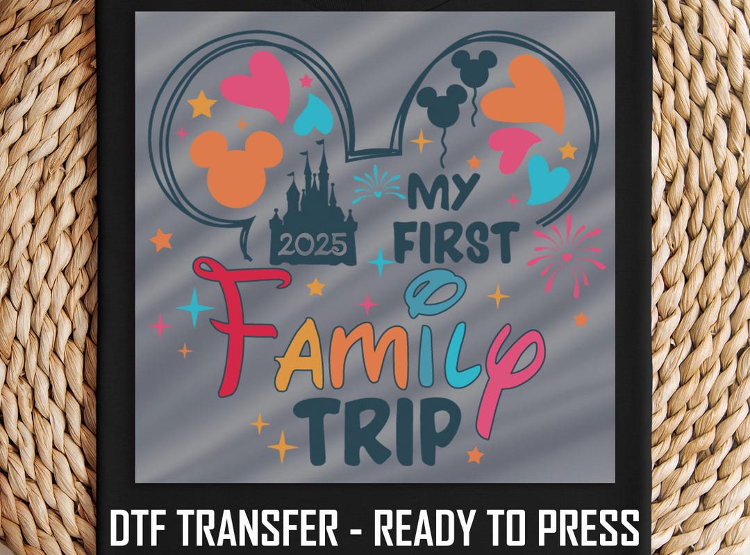 DTF Transfer Family 2025, Colorful Matching Group Design, Fun Vacation ...
