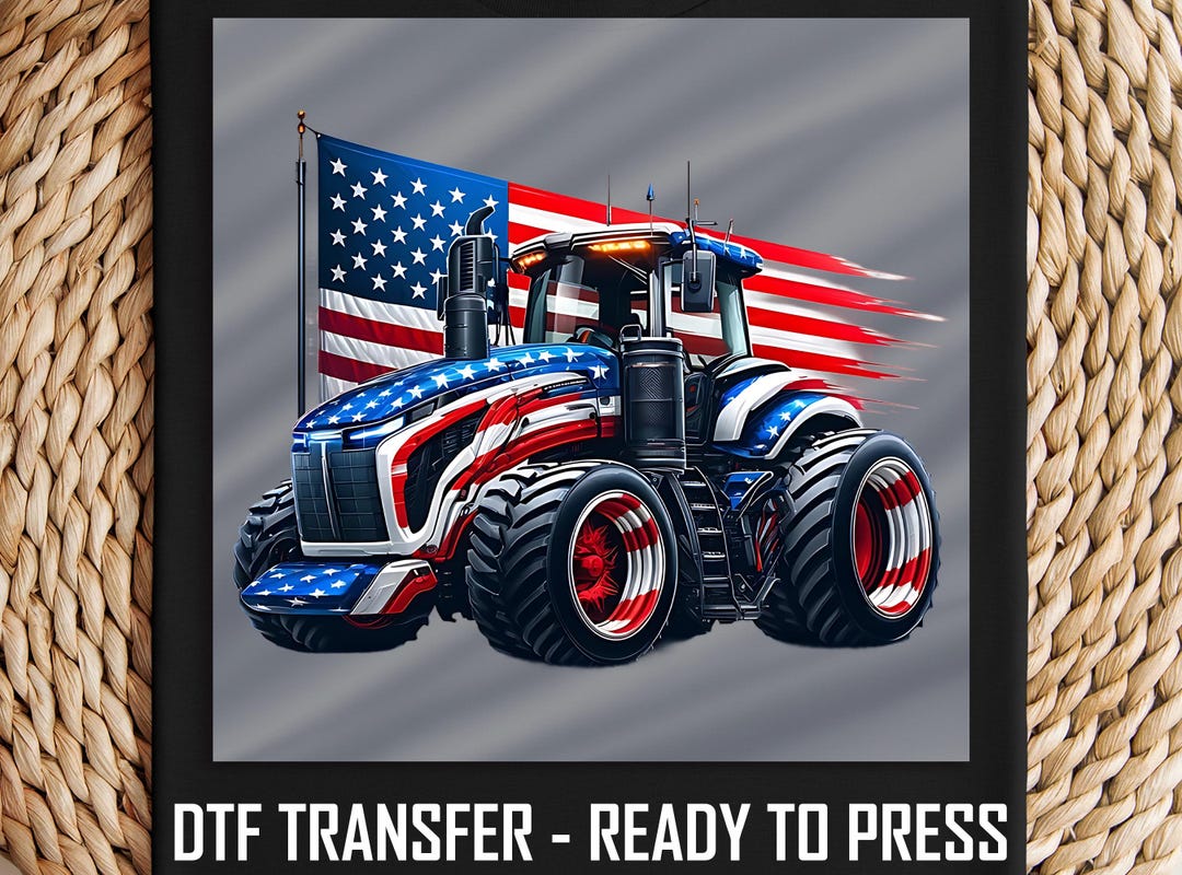 American Flag Tractor DTF Transfer, Patriotic Farm Vehicle Design, DTF ...