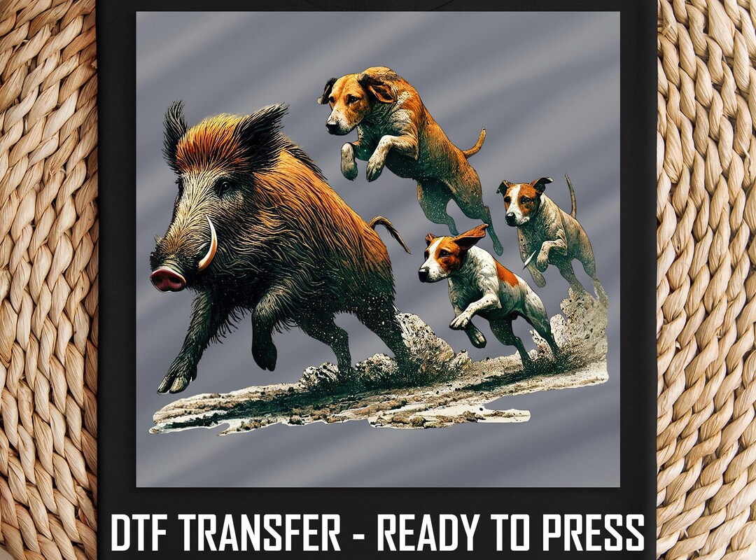 Wild Boar Hunting Dogs DTF Transfer: Rustic Outdoor Print - Etsy
