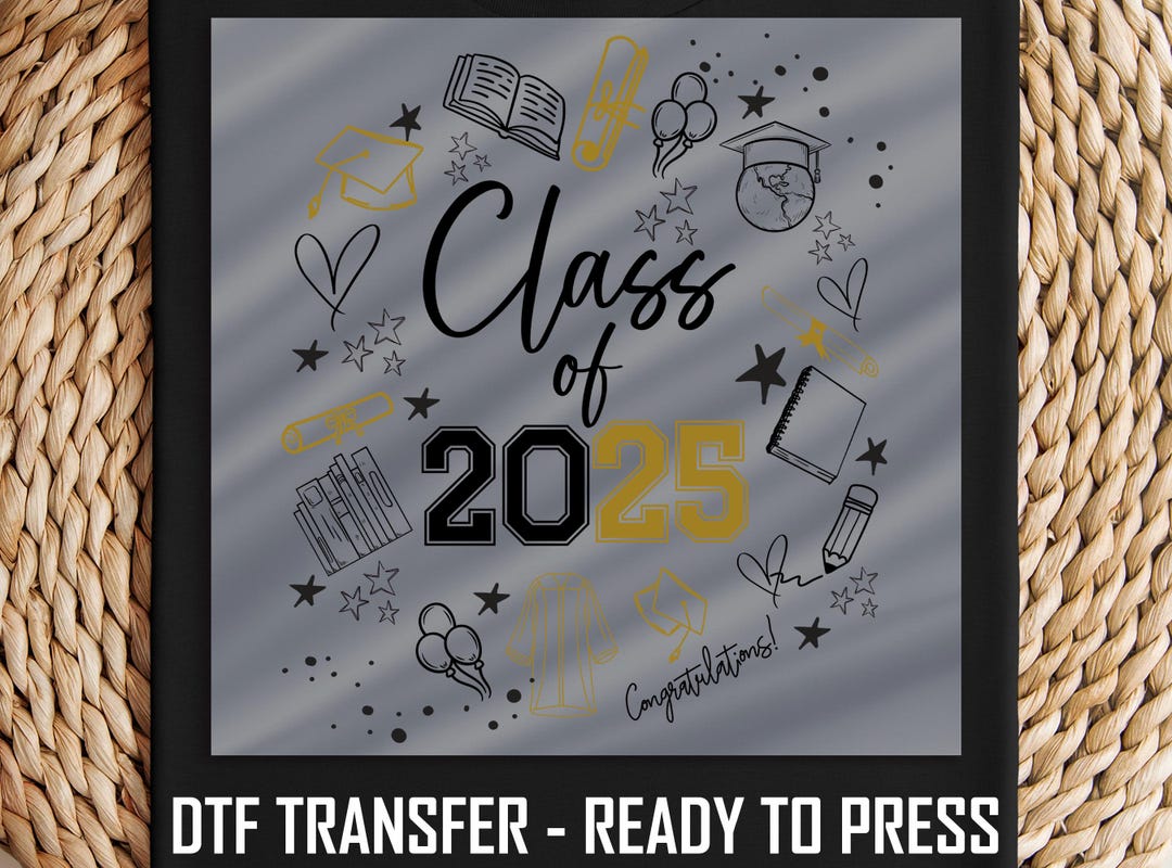 Class of 2025 Graduation DTF Transfer, DTF Transfer Minimal Gold Cap ...