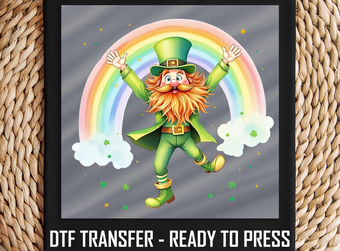 St. Patrick’s Day Leprechaun DTF Transfer, Rainbow Lucky Charm Print ...